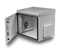 China 19inch IP54 IP65 Outdoor Metal Cabinet Enclosure Dust And Water Resistance Enclosure With 2 Fans Cooling for sale