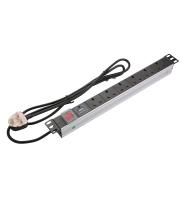 China Industrial Power Distribution Unit UK Socket 1U Height Aluminium Alloy 8 Sockets & 6 Outputs 250V AC 13A for sale