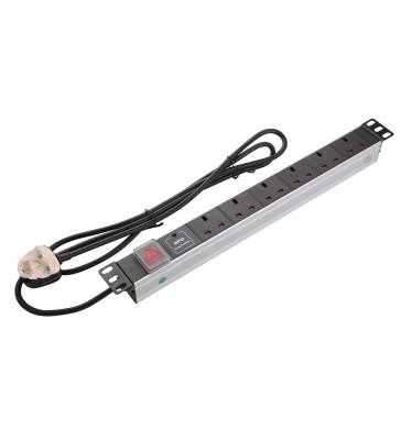 China Industrial Power Distribution Unit UK Socket 1U Height Aluminium Alloy 8 Sockets & 6 Outputs 250V AC 13A for sale