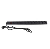 China Vertical Aluminum PDU 12ways EU/Schuko PDU Black 19Inch Horizontal 6ways 8outlets Schuko Germany Type Power Distribution Unit IT Network Cabinet Smart Socket PDU with Switch 3x1.5mm² 2M Long for sale
