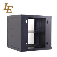 China 10inch Mini SOHO Wall Mount Enclosure with PDU and Fixed Shelf Small Metal Racks RAL9004 RAL9005 Black Home Mini Cabinet Glass Front Door for sale