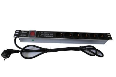 China German Type Server Rack PDU 465mm Mounting Length 1U Space with 6-8 DIN49440 Sockets 16A 250VAC for sale