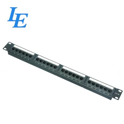 China 1U UTP 24-Port CAT5E Krone IDC Patch Panel - Black Wall Mount Rack -40°C to 60°C Operation for sale