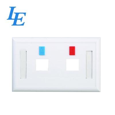 China RJ45 Network Faceplate Socket 86×86mm / 114×70mm Two-Port Cat 5e/Cat 6 Compliant for Telecommunication Applications for sale