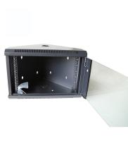 China Wall Mount Server Rack Custom 19 Inch 18U Single Section SPCC Cold Rolled Steel L Shaped 600mm Tempered Glass Door Fan Stock for sale