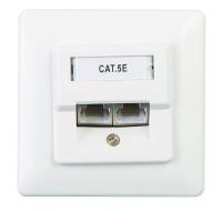 China FTP Network Faceplate Socket 2-Port Cat5e RJ45 White/Ivory - TIA/EIA-568 Compliant with CE & RoHS Certification for sale