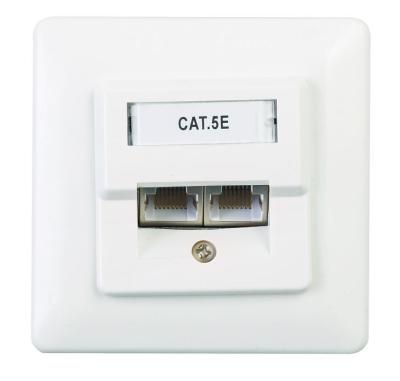 China FTP Network Faceplate Socket 2-Port Cat5e RJ45 White/Ivory - TIA/EIA-568 Compliant with CE & RoHS Certification for sale
