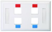 China 4 Port Cat6 Wall Socket Faceplate 114x70mm with UL94V-0 Fire-Retardant ABS/PC Material for Gigabit Ethernet for sale