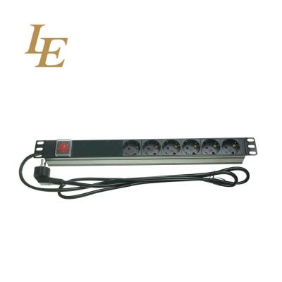 China Aluminum Material Power Distribution Unit Power Strip 19 Inch 6 Ports 8 Ports for sale