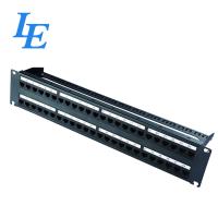 China 1U 19 Rack Mount Network Patch Panel Cat6 Cat5 UTP RJ45 48port With Back Bar for sale