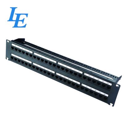 China 1U 19 Rack Mount Network Patch Panel Cat6 Cat5 UTP RJ45 48port With Back Bar for sale