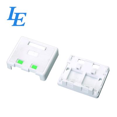 China Dual-Port RJ45 Cat6 UTP Surface Mount Keystone Jack Box with 22-26 AWG Compatibility and Gold-Plated Contacts for sale