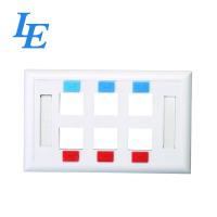 China 6 Port RJ45 Network Faceplate for CAT6 CAT5E Ethernet with UL94V-0 Fire-Retardant ABS/PC Material for sale
