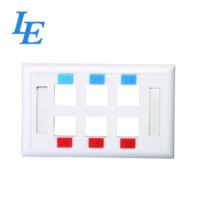 China 6 Port RJ45 Network Faceplate for CAT6 CAT5E Ethernet with UL94V-0 Fire-Retardant ABS/PC Material for sale