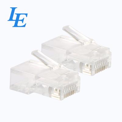 China UTP RJ45 Cat5e 8P8C Network Modular Plug with 50μ Gold Plating and 1000+ Mating Cycles for sale