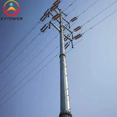 China High Voltage 10kV-500kV Flange Type Electric Power Transmission Lines Monopole Tower for sale