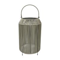 China Tall Vertical-Strand Shade Solar Garden Table Lantern with Muted Grey-Beige Natural Tone for Ambient Accent Light for sale