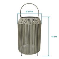 China Tall Vertical-Strand Shade Solar Garden Table Lantern with Muted Grey-Beige Natural Tone for Ambient Accent Light for sale