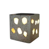 China Marble Cube Solar Table Lamp with Irregular Cutout Glow Pattern and Cable-Free Decorative Placement for Garden and Patio for sale