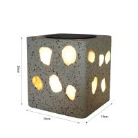 China Marble Cube Solar Table Lamp with Irregular Cutout Glow Pattern and Cable-Free Decorative Placement for Garden and Patio for sale