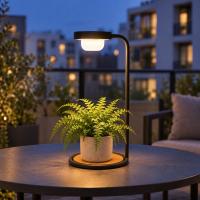 China Solar Garden Table Lamp with Integrated Planter Base and IP65 Protection Solar Powered for Small Plants for sale