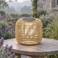 China Woven Solar Table Lamp with Soft Diffused Center Glow and Solar Charging for Garden Patio for sale