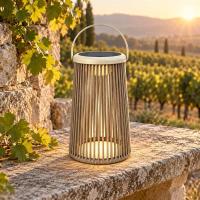 China Tapered Cord Frame Solar Garden Table Lamp with Arched Handle and IP65+ Protection Solar Patio Table Light for sale