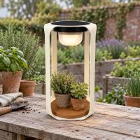 China Open Frame Solar Garden Table Lamp with Mini Planter Display and IP65+ Protection Solar Table Light for sale