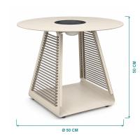 China Three-in-One Solar Garden Side Table with Lower Plant Shelf and Rope-Laced Frame Solar Floor Light for sale