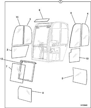 China 236/07308 Glass door top JCB parts for sale