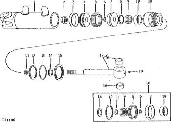China AU13847 Hydraulic Cylinder Deere parts 550A, 550, 550B, 450C, 690CR, 450D, 690D, 450E, 6405 for sale