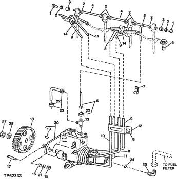 China AR93058 Fuel Line Deere parts 544E, 544G, 344G, 544B, 544C, 544D for sale