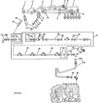 China AR100216 Fuel Line Deere parts 790, 690C, 644D, 690CR, 762B, 790D, 762A, 850B, 693C for sale