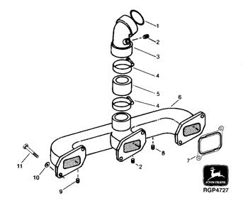 China R43605 Hose Deere parts 644G, 690B, 646, 690C, 644D, RE151971, 690CR, 540E, 770A, 762B, 644A, 540G, 690, 693B, 770B, 1400, 693C, 644E for sale