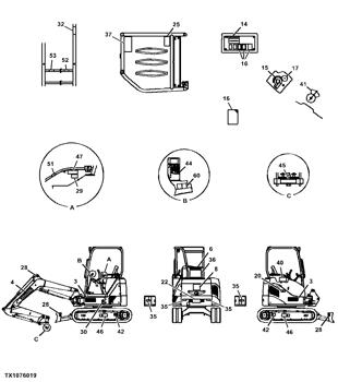 China 4706972 Label Deere parts 50D, 35D, 27D for sale