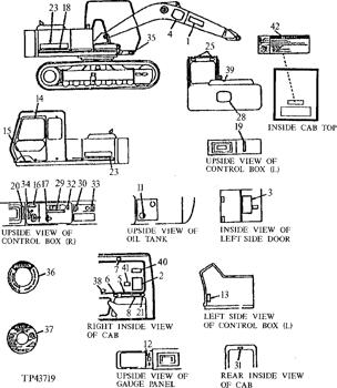 China 2025748 Label Deere parts 595D, 490, 792DLC, 495D, 992D, 892DLC, 690D, 790D, 590D for sale