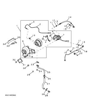 China RE535697 TURBOCHARGER Deere parts 724K, 250D, 300D, 1400 for sale