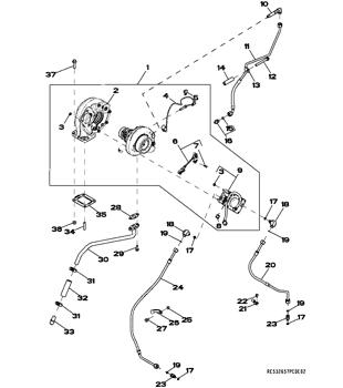 China RE538123 Turbocharger Kit Deere parts 6.8, 2954D, 210G, 1210E, 290GLC, 2454D, 250GLC, 624J, 644K, 240DLC, 1070E, YZ18984, 270DLC, 624KR, 624K, 1110E, 1510E, 1400, YZ19489 for sale
