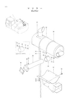 China 4256163 MUFFLER Hitachi parts EX200-2, EX200-3, EX200-3E, EX200K-2, EX200K-3, HR320, HR420, RX2000-2 for sale
