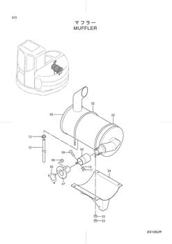 China 4360156 MUFFLER Hitachi parts EX135UR, EX135UR-5, EX135US-5, EX140US-5 for sale