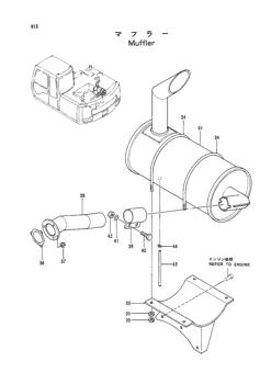 China 4255658 MUFFLER Hitachi parts EX100WD-2, EX100WD-3, EX120-2, EX120-3, EX120K-2, EX120K-3 for sale