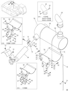 China 4472814 MUFFLER Hitachi parts ZX450, ZX450H, ZX460LCH-AMS, ZX460LCH-HCME, ZX480MT, ZX480MTH, ZX500LC, ZX500LCH for sale