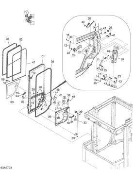 China 263G6-76622 GLASS Hitachi parts ZW100, ZW100-DO, ZW100-G, ZW120, ZW120-G, ZW140, ZW140PL, ZW150, ZW150PL, ZW180, ZW220, ZW220-HCMF, ZW250, ZW250-HCMF, ZW310, ZW310-A, ZW310-HCMF for sale