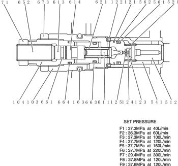 China YN22V00001F9 VALVE PRESSURE RELIE Kobelco parts 200-8, SK210DLC-8, SK210D-8, SK210LC-8, SK215SRLC for sale
