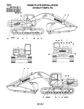 China 2432N2961 LABEL Kobelco parts SK250, SK250LC, SK250NLC, SK270LC, SK300, SK300LC, SK330, SK200, SK330LC, SK200LC, SK400, SK400LC, SK220, SK220LC for sale