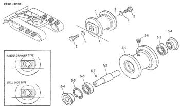 China PE64D00005F1 ROLLER, TRACK Kobelco parts 17SR-3, SK17SR-3, SK13SR for sale