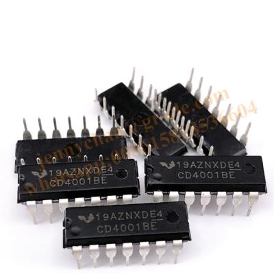 China New imported CD4001BE CD4001 DIP-14 in-line four 2 input or not gate for sale