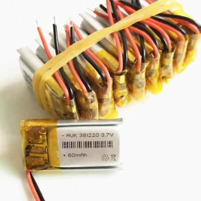 China 381220 3.7V 60mAh LiPo Battery Rechargeable Lithium Pouch Battery 1C for sale