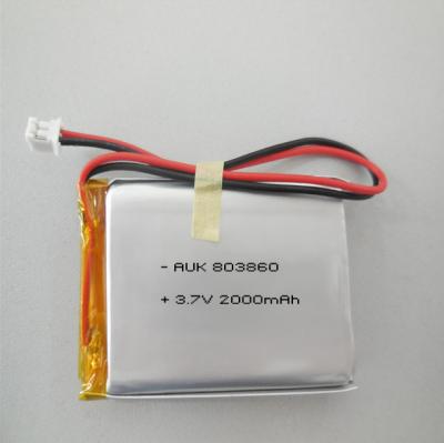 China Rechargeable Li Polymer Battery 3.7v 2000mah LiPo Battery Polymer 803860 for sale