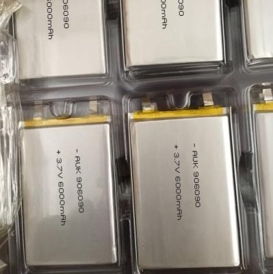 China AUKPOWER 906090 Lithium Polymer Battery 3.7V 6000mAh Rechargeable Lipo Battery for sale